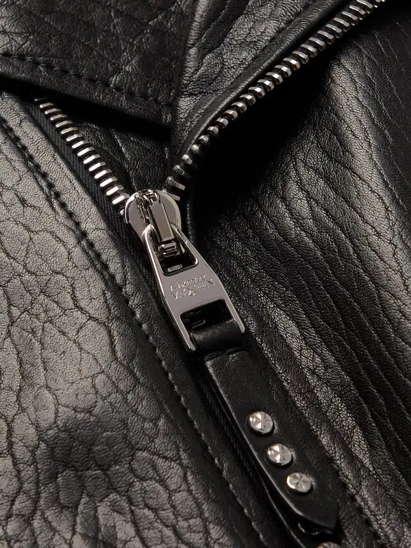 Alexander McQueen Slim-fit Zip-detailed Leather Biker Jacket