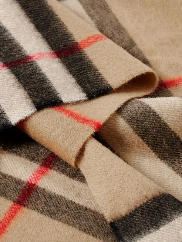 Burberry Fringed Checked Cashmere Scarf