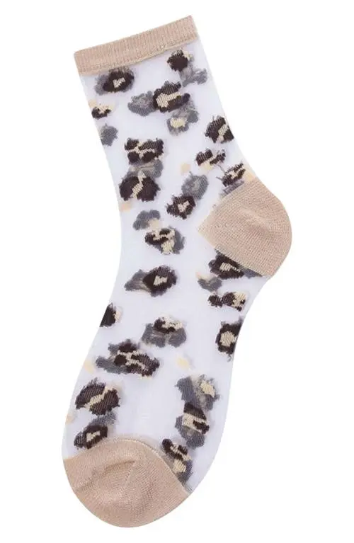 HIGH HEEL JUNGLE Print Sheer Quarter Crew Socks
