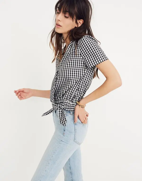 Madewell Gingham Wrap Top