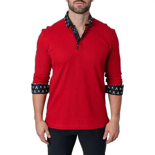 MACEOO Newton Solid Head Long Sleeve Polo