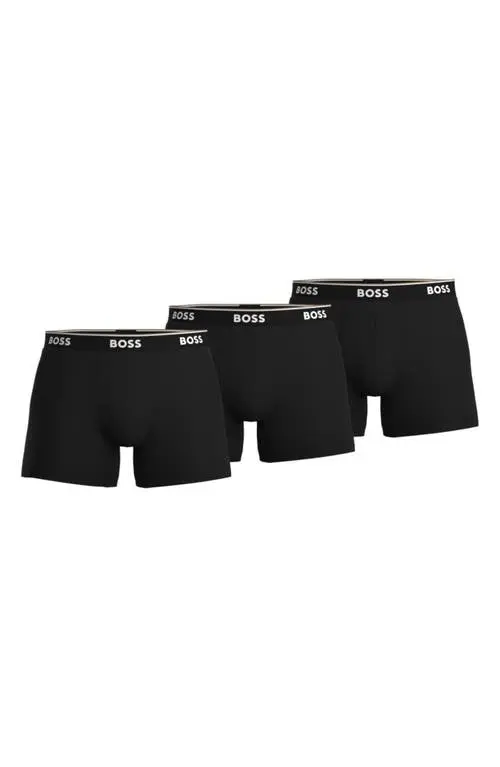 BOSS 3-pack Power Stretch Cotton Boxer Briefs - Black