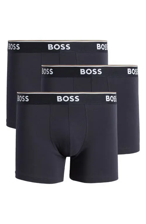BOSS 3-pack Power Stretch Cotton Boxer Briefs - Deep Blue