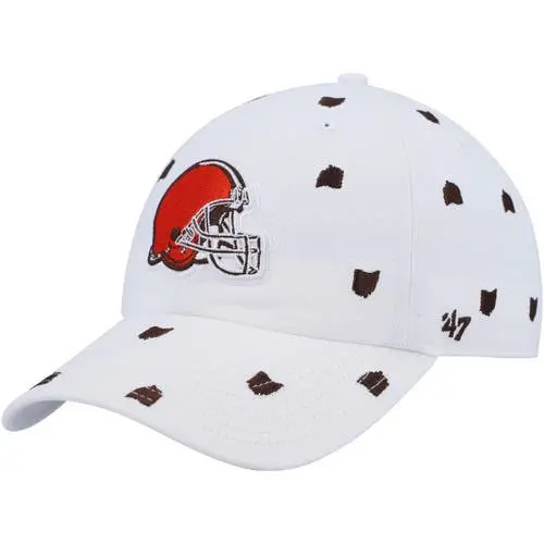 '47 47 Cleveland Browns Confetti Clean Up Logo Baseball Cap - White