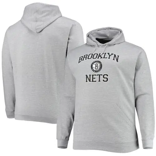 Profile Heathered Gray Brooklyn Nets Big & Tall Heart & Soul Pullover Hoodie - Heather Gray