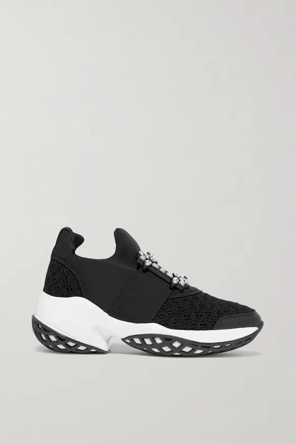 ROGER VIVIER Viv Run Crystal-embellished Sneakers - Black