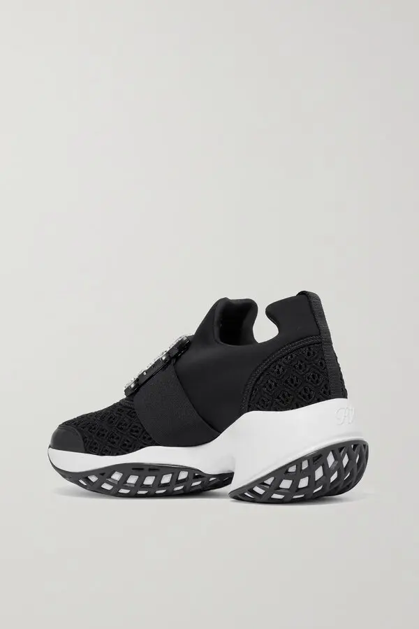 ROGER VIVIER Viv Run Crystal-embellished Sneakers - Black