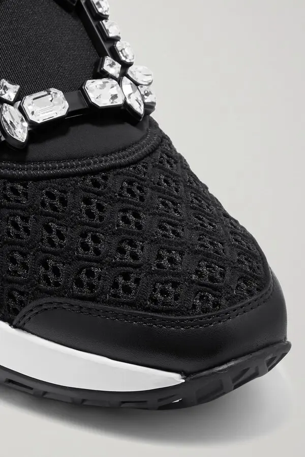 ROGER VIVIER Viv Run Crystal-embellished Sneakers - Black