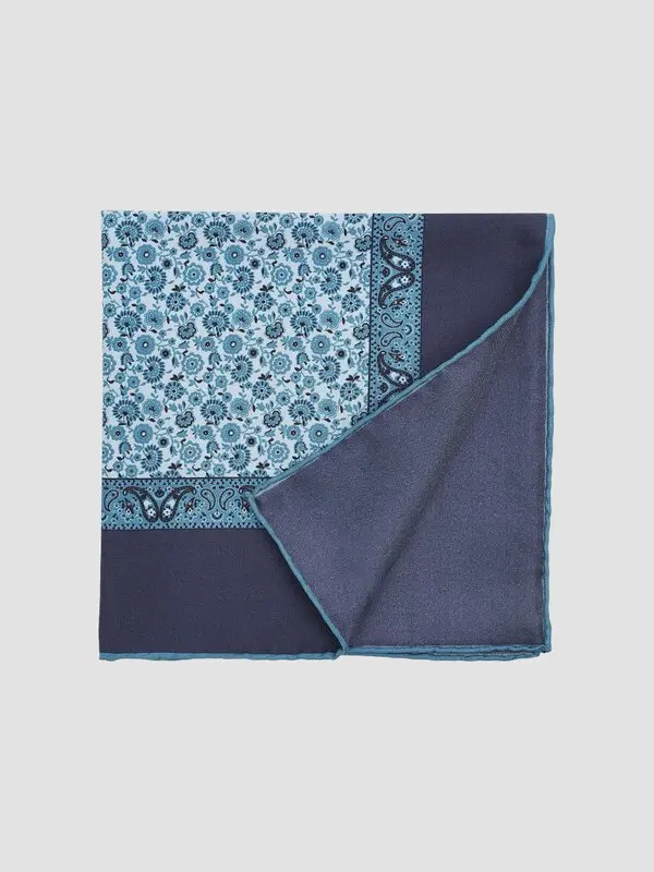 Kiton Silk Pocket Square - Blue