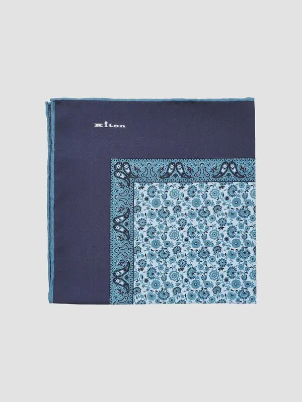 Kiton Silk Pocket Square - Blue
