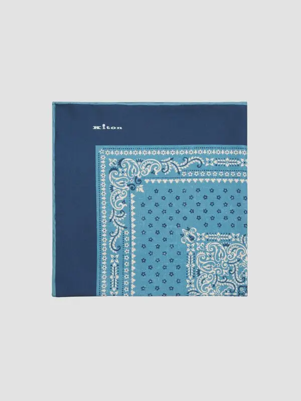 Kiton Silk Pocket Square - Blue