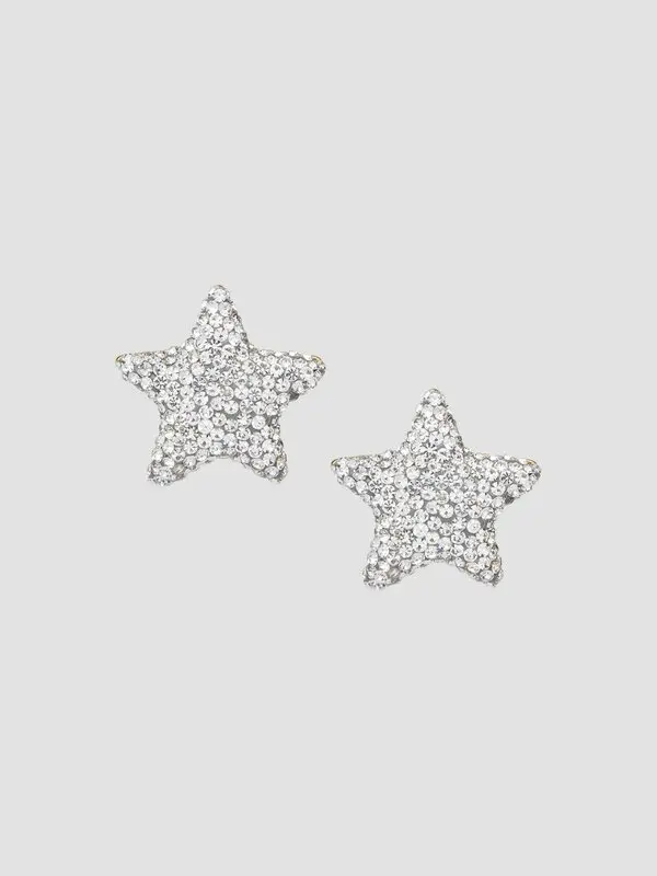 Lele Sadoughi Crystal Pavé Star Button Earrings - Silver