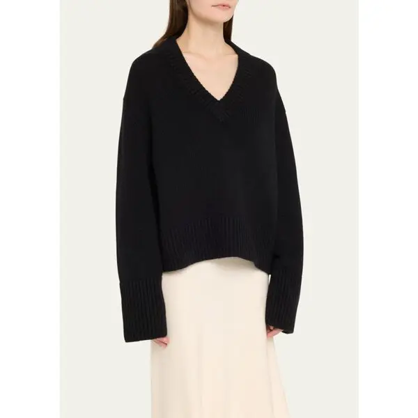 LISA YANG Aletta V-neck Cashmere Knit Sweater - Cream