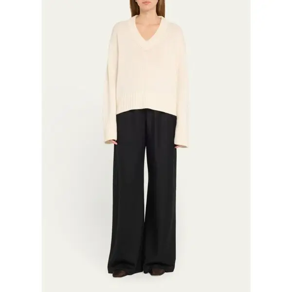LISA YANG Aletta V-neck Cashmere Knit Sweater - Cream