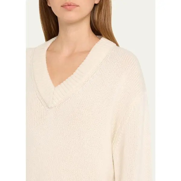 LISA YANG Aletta V-neck Cashmere Knit Sweater - Cream