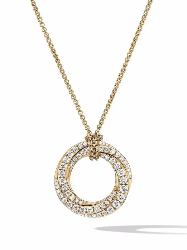 David Yurman 18kt Yellow Pavé Diamond Crossover Necklace - Gold