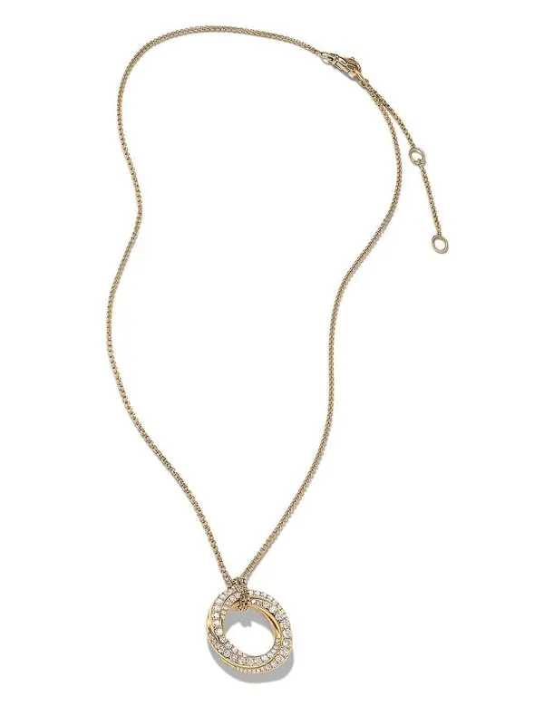 David Yurman 18kt Yellow Pavé Diamond Crossover Necklace - Gold