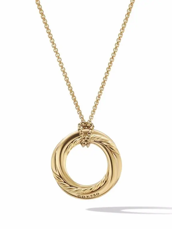 David Yurman 18kt Yellow Pavé Diamond Crossover Necklace - Gold