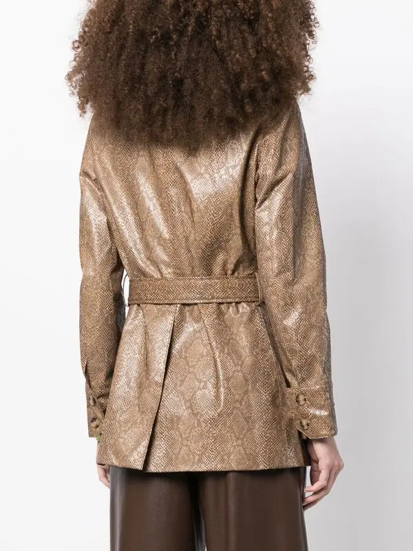 REJINA PYO Felix Snakeskin-print Belted Jacket