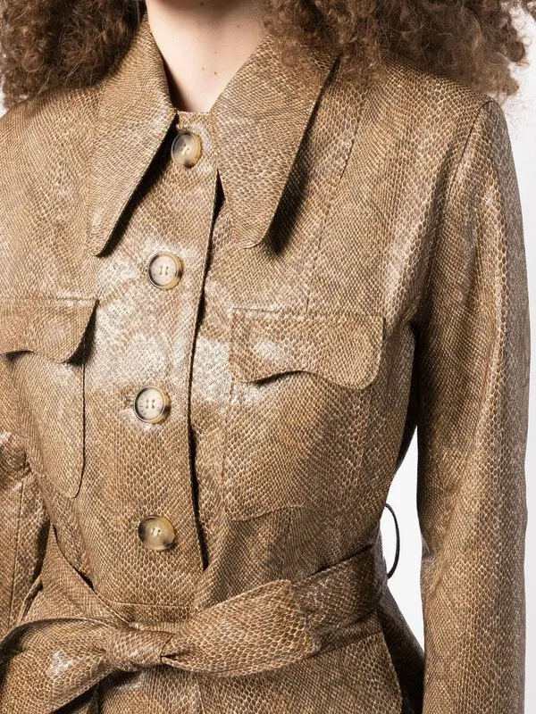 REJINA PYO Felix Snakeskin-print Belted Jacket