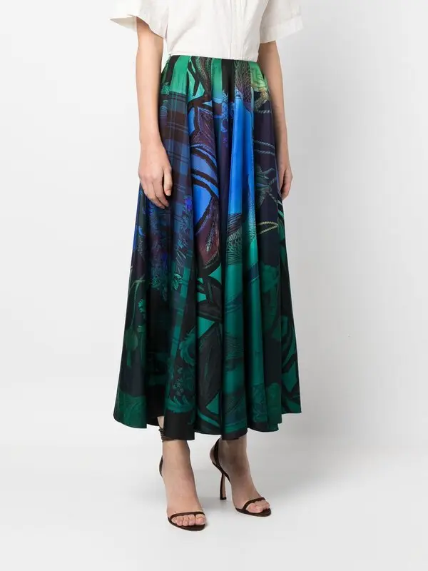 FERRAGAMO Graphic-print Silk Midi Skirt