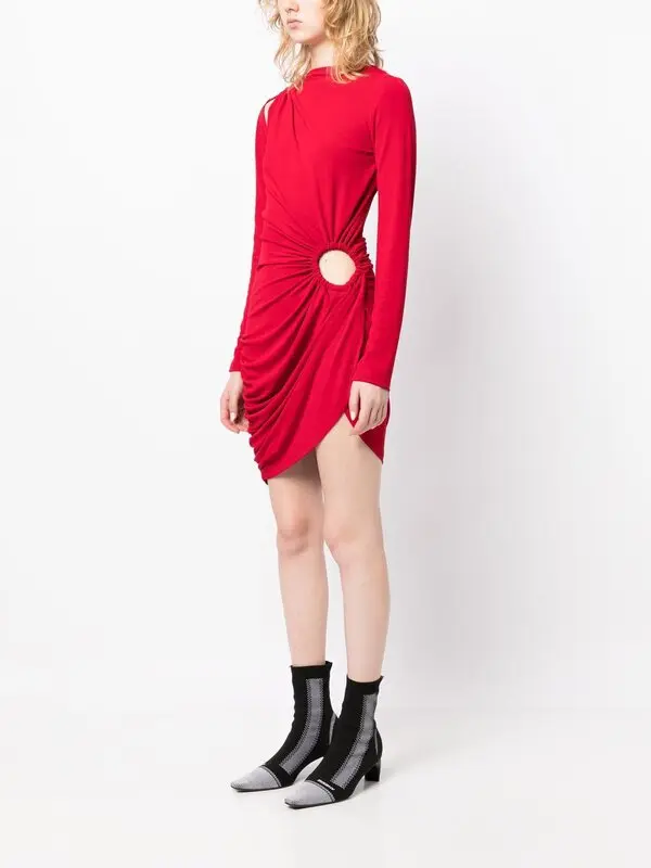 monse red dress Off Shoulder Puff Lace Midi Dress  MONSE