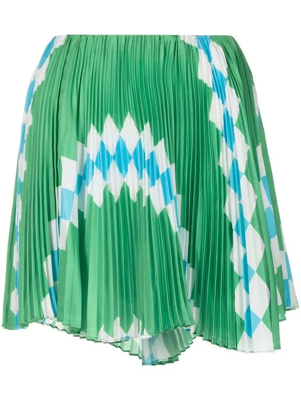 Monse Graphic Print Pleated Mini Skirt