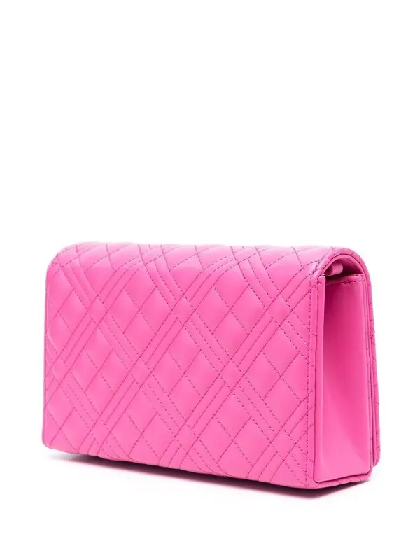 Moschino Quilted Shoulder Bag With Logo Plaque