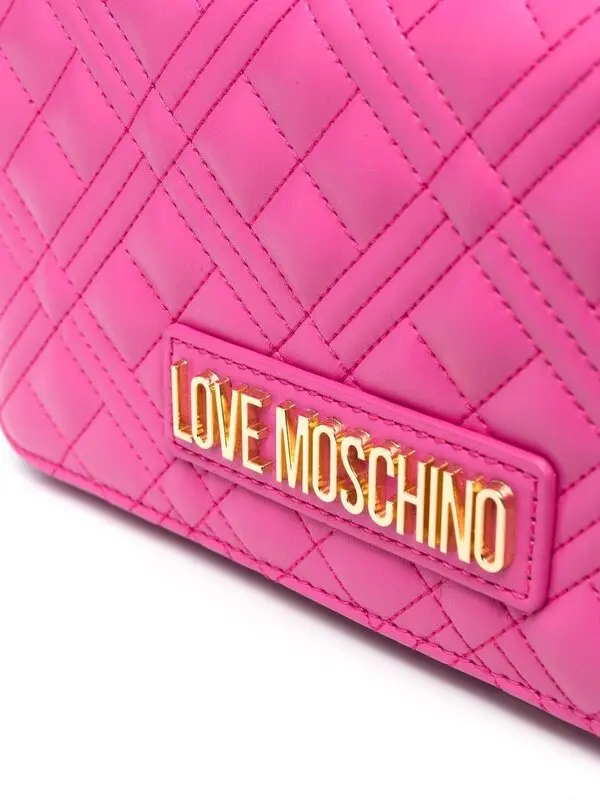Moschino Quilted Shoulder Bag With Logo Plaque