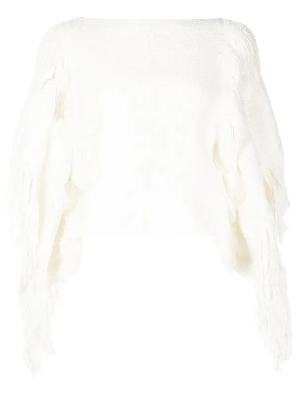 Voz Fringed-detail Knitted Top - White