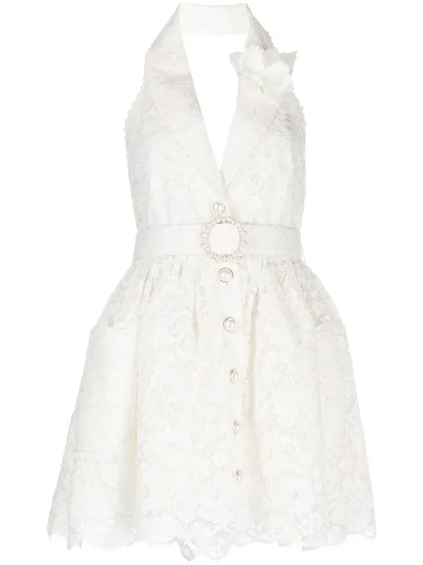 Zimmermann Floral-lace Detail Mini Dress - White