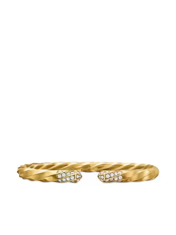 David Yurman 18kt Recycled Yellow Cable Edge Diamond Bracelet - Gold