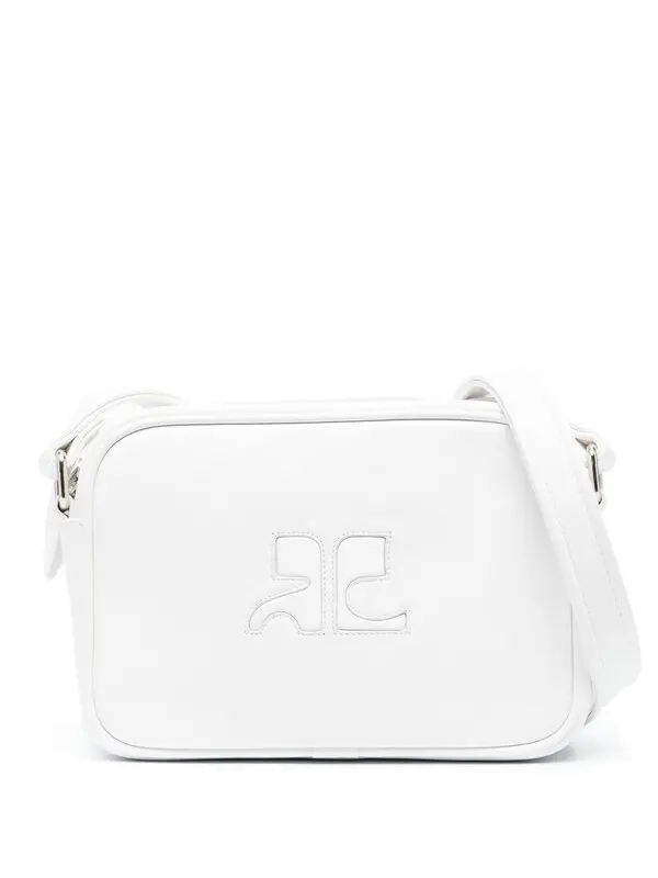 COURREGES Logo-patch Leather Camera Bag - White