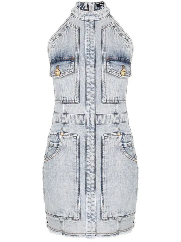 Balmain Panelled Denim Minidress