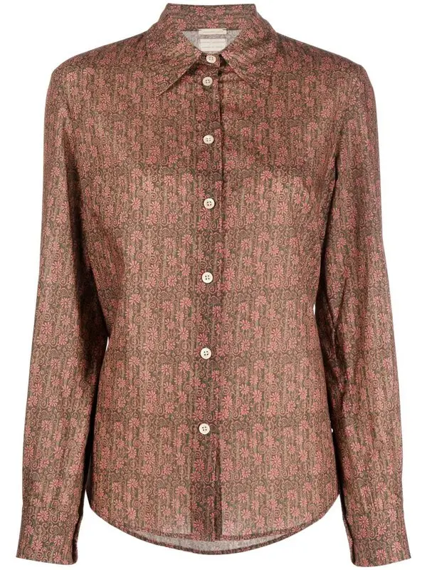 Massimo Alba Floral Print Cotton-cashmere Blend Shirt