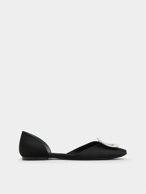 ROGER VIVIER Chips D'orsay Ballerinas In Satin - Black
