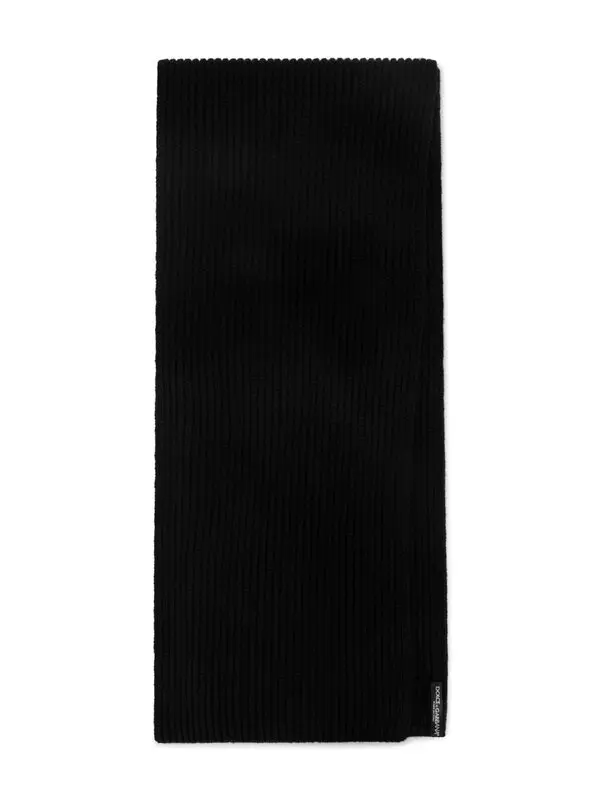 Dolce & Gabbana Logo-patch Wool Scarf - Black