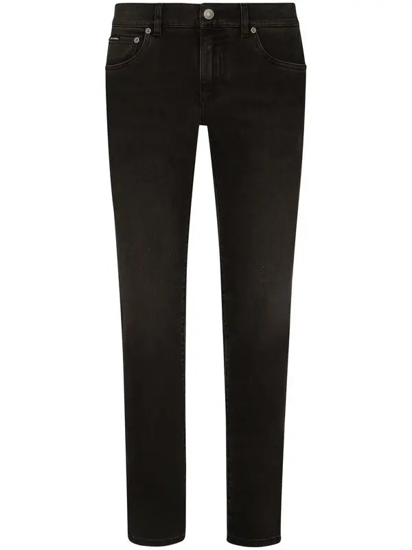Dolce & Gabbana Logo-appliqué Skinny Jeans - Black