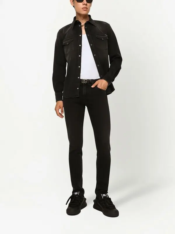 Dolce & Gabbana Logo-appliqué Skinny Jeans - Black