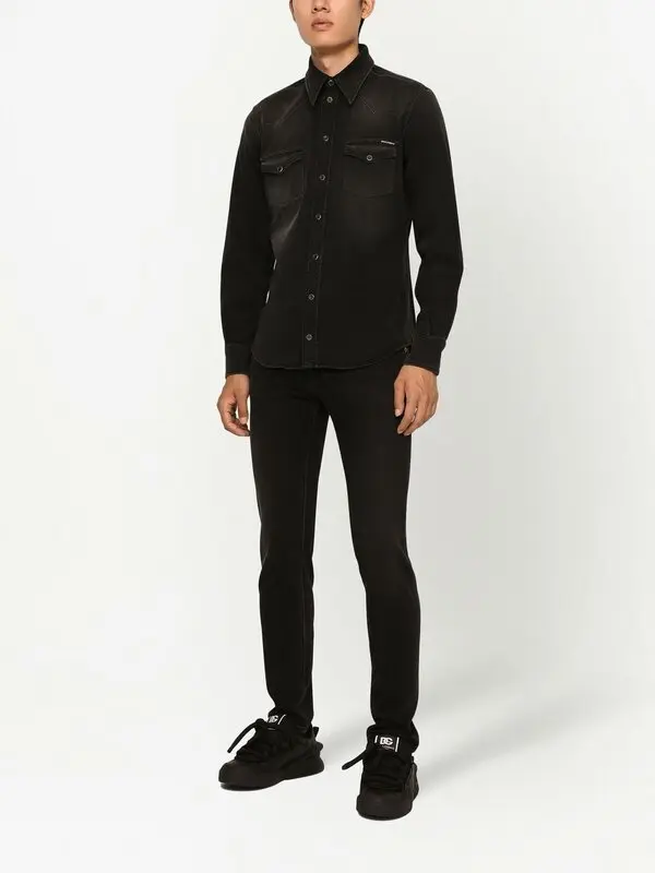 Dolce & Gabbana Logo-appliqué Skinny Jeans - Black