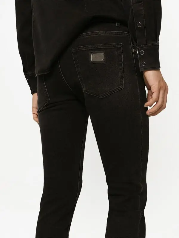 Dolce & Gabbana Logo-appliqué Skinny Jeans - Black