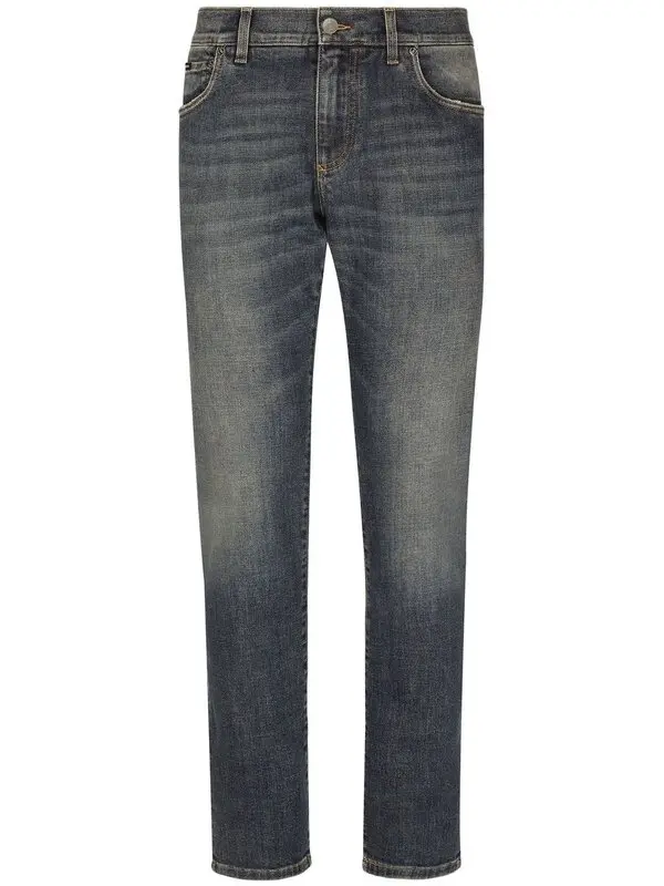 Dolce & Gabbana Logo-appliqué Skinny Jeans - Blue