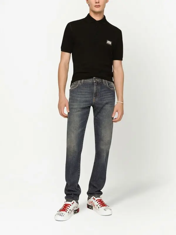 Dolce & Gabbana Logo-appliqué Skinny Jeans - Blue