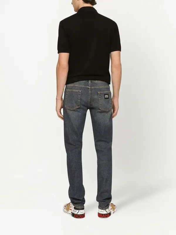 Dolce & Gabbana Logo-appliqué Skinny Jeans - Blue