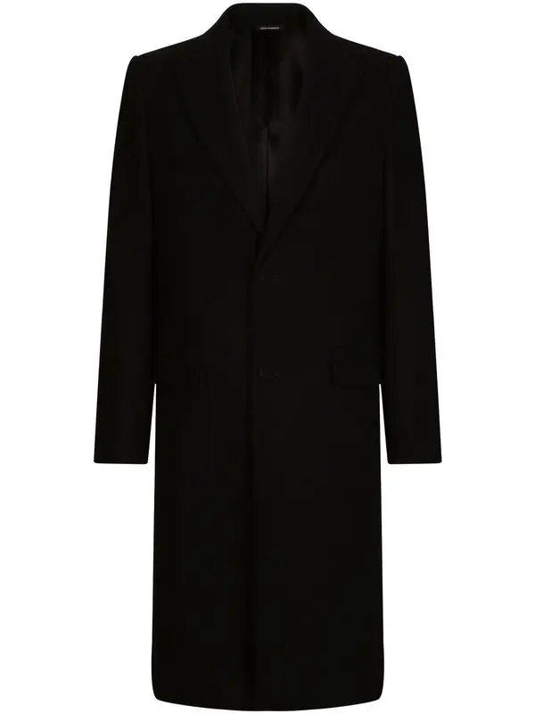 Dolce & Gabbana Single-breasted Wool Coat - Black