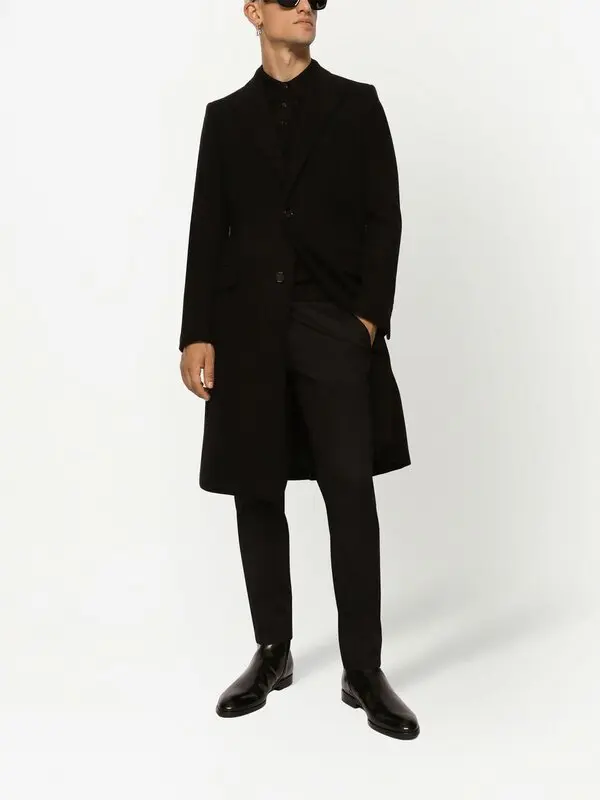 Dolce & Gabbana Single-breasted Wool Coat - Black