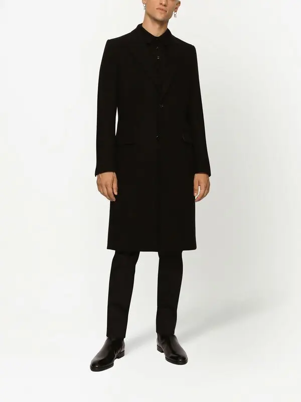 Dolce & Gabbana Single-breasted Wool Coat - Black