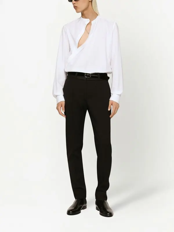 Dolce & Gabbana Long-sleeve Collarless Shirt - White