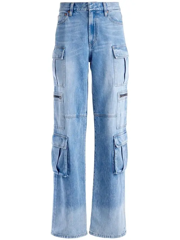 Alice + Olivia Cay Baggy Denim Cargo Trousers - Blue