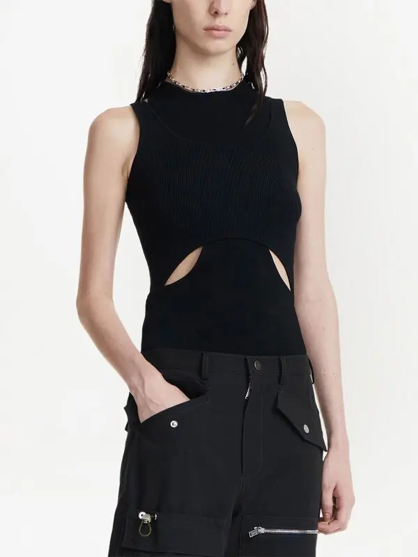 DION LEE Interlink Cut-out Tank Top - Black